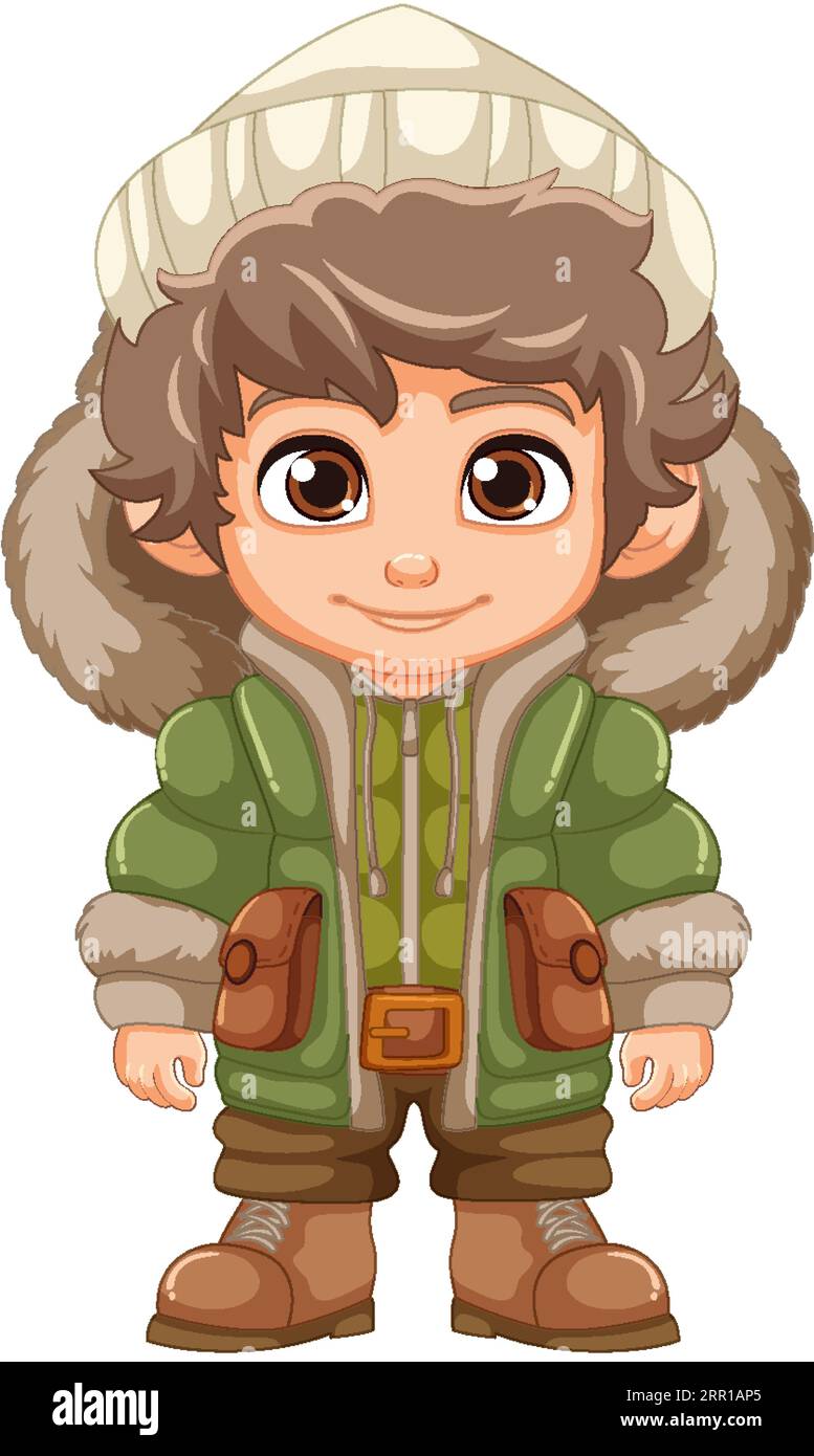 A charming cartoon character dressed in winter attire Stock Vector ...
