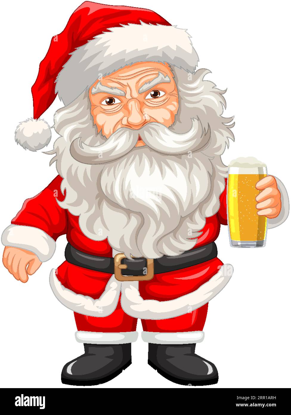 A pint of beer holding, vector cartoon illustration of a creepy old man ...