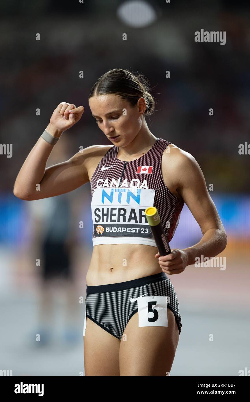 Zoe Sherar participating in the 400 meters relay at the World Athletics ...