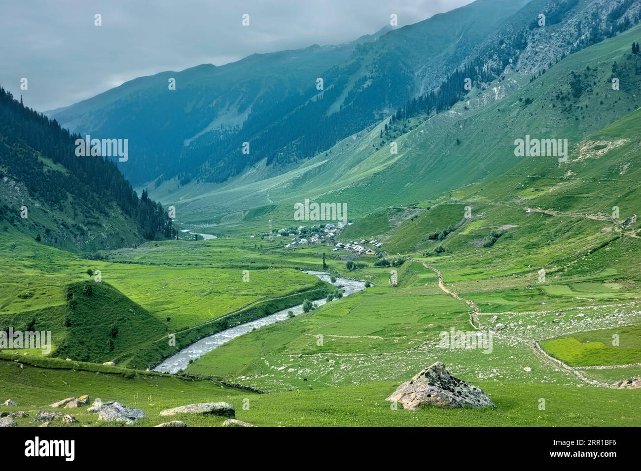 Trekking to Sukhnai village, Warwan Valley, Kashmir, India Stock Photo ...