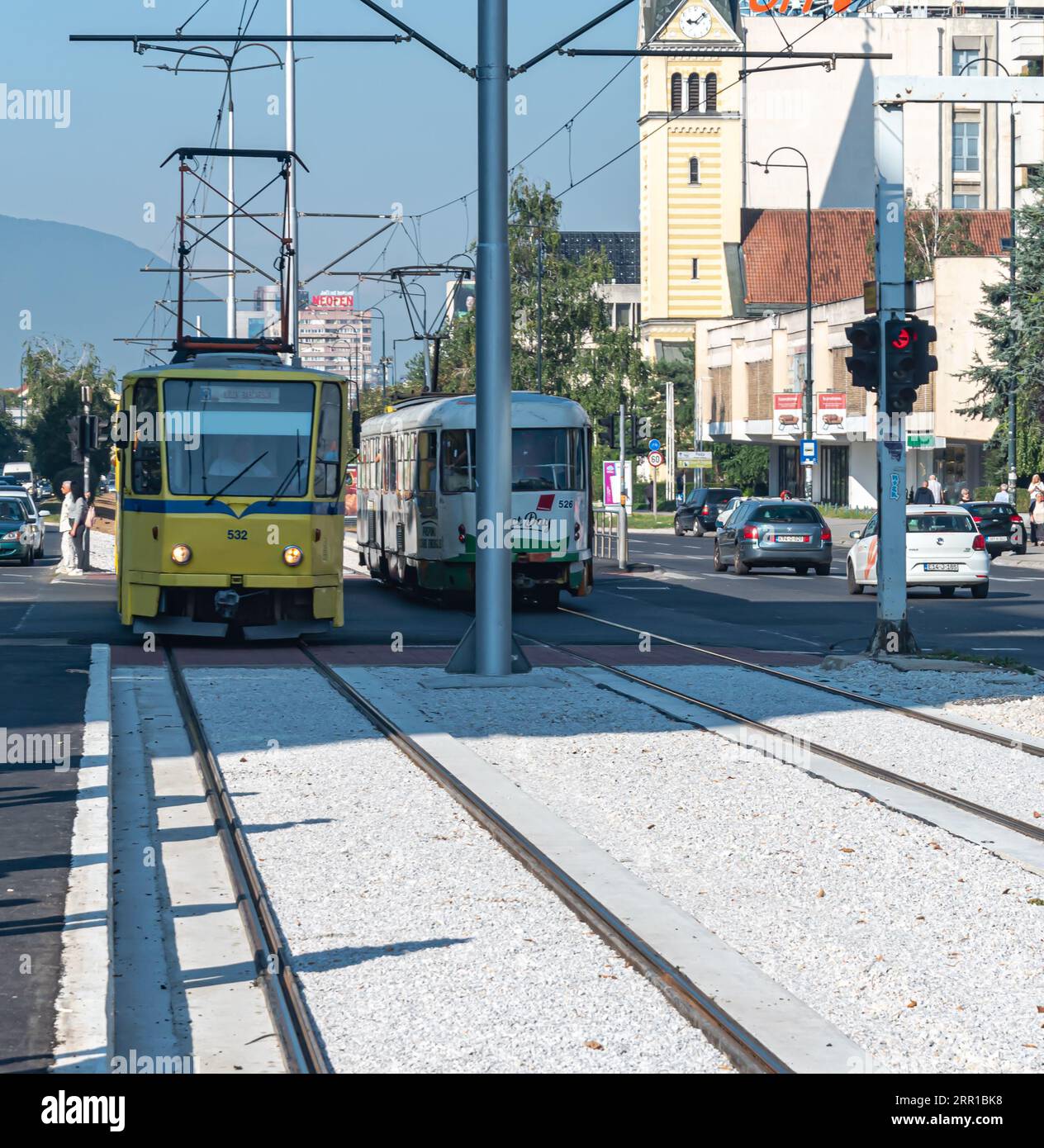 Renovated Sarajevo tram line between Skenderija--Cengic Vila Stock ...