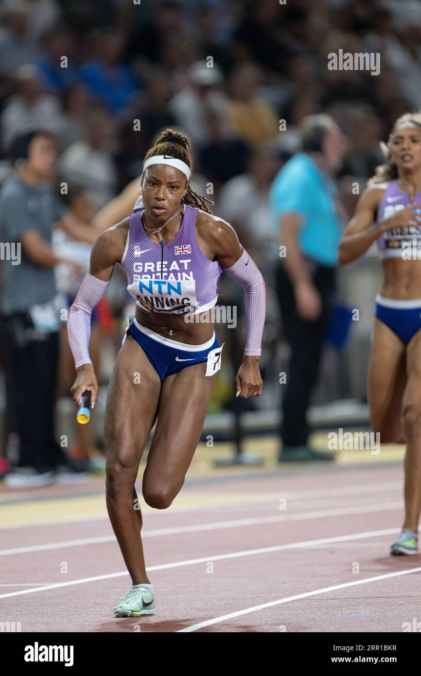 Amber Anning participating in the 400 meters relay at the World ...
