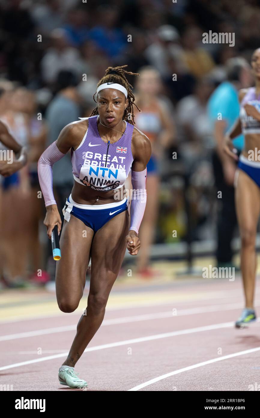 Amber Anning participating in the 400 meters relay at the World ...
