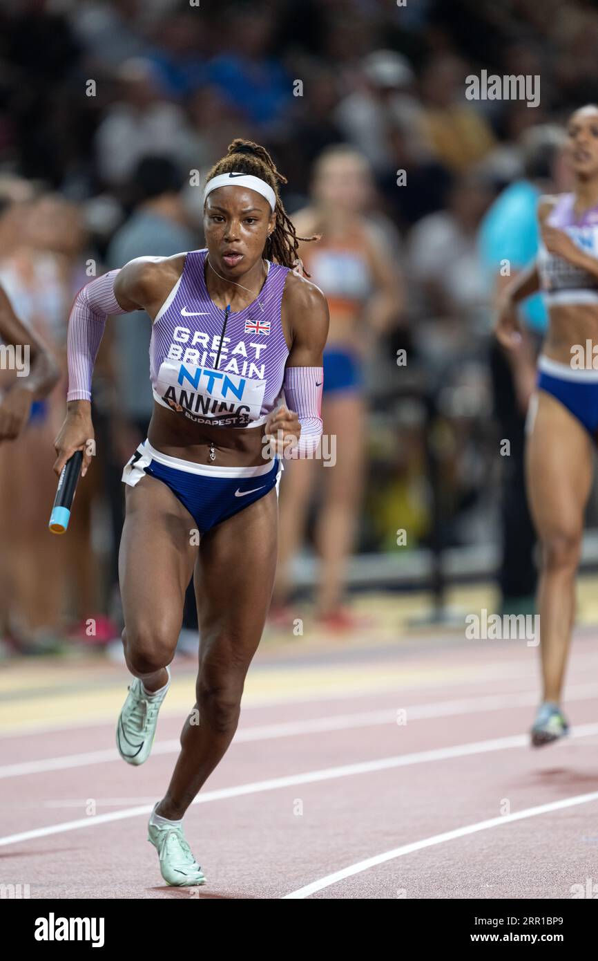 Amber Anning participating in the 400 meters relay at the World ...
