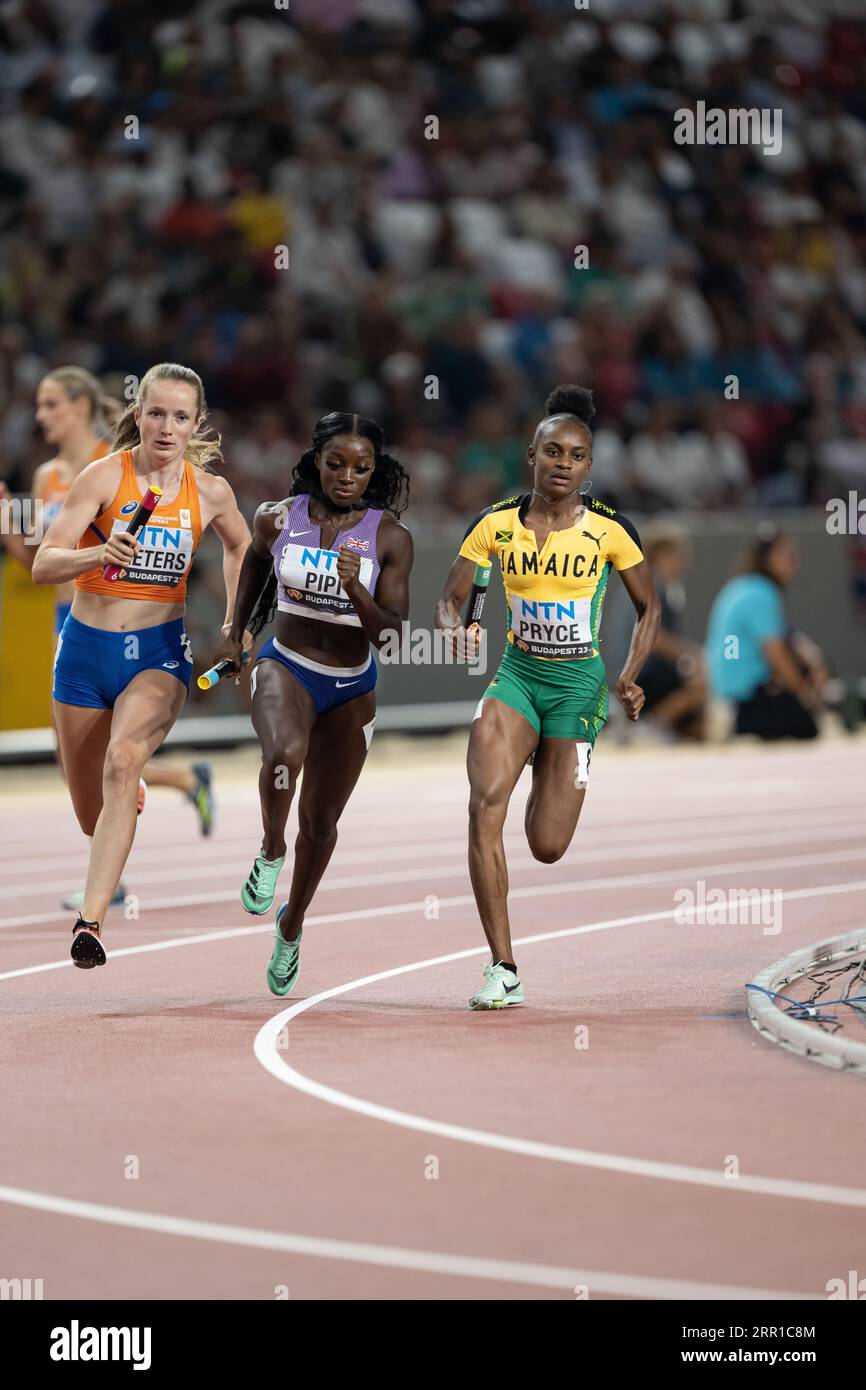 Ama Pipi participating in the 400 meters relay at the World Athletics ...
