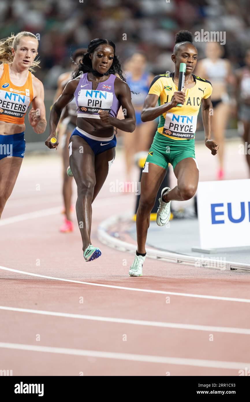 Ama Pipi participating in the 400 meters relay at the World Athletics ...