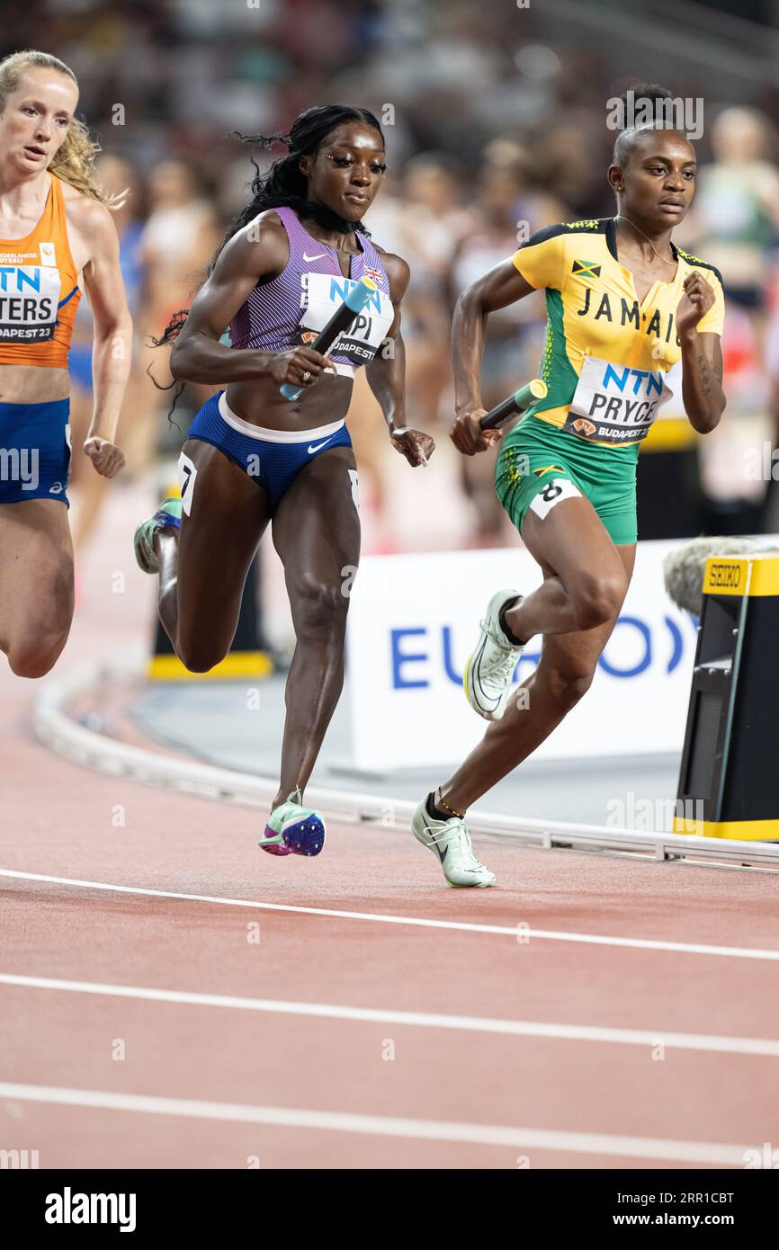 Ama Pipi participating in the 400 meters relay at the World Athletics ...