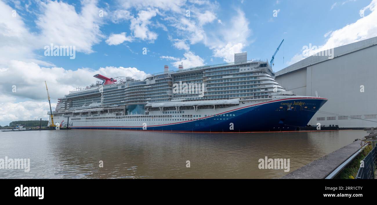 New construction of Carnival Jubilee in shipyard port of Meyer shipyard ...