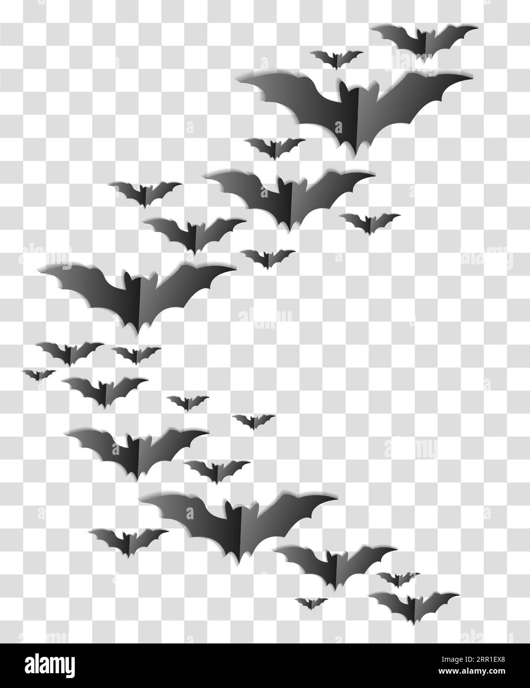 Halloween party banner , group of bats in paper cute style isolated on ...