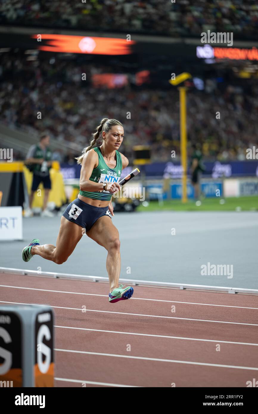 Sophie Becker participating in the 400 meters relay at the World ...