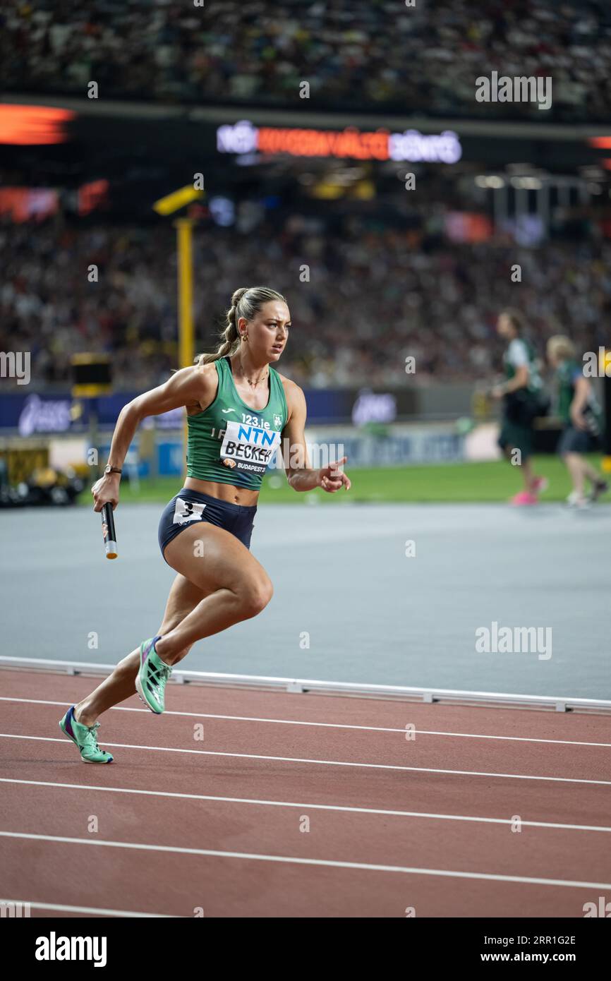 Sophie Becker participating in the 400 meters relay at the World ...