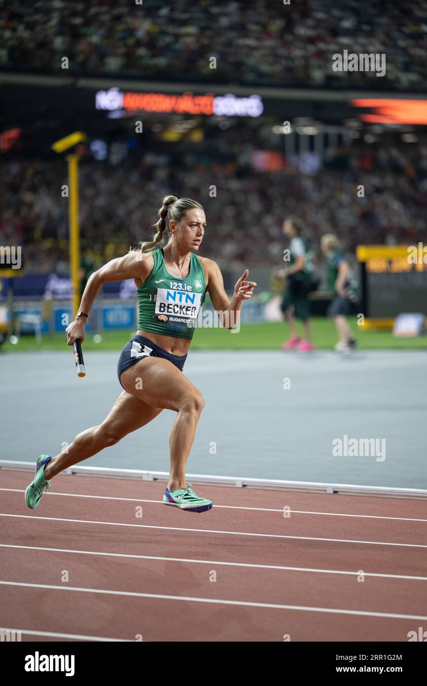 Sophie Becker participating in the 400 meters relay at the World ...