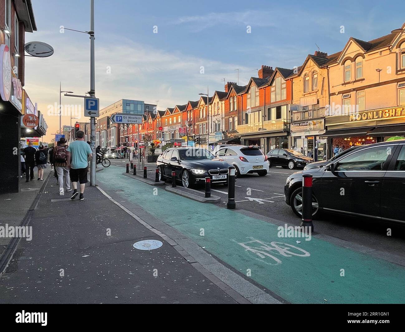 Winslow Road in Manchester, UK, also known as the Curry Mile because of ...