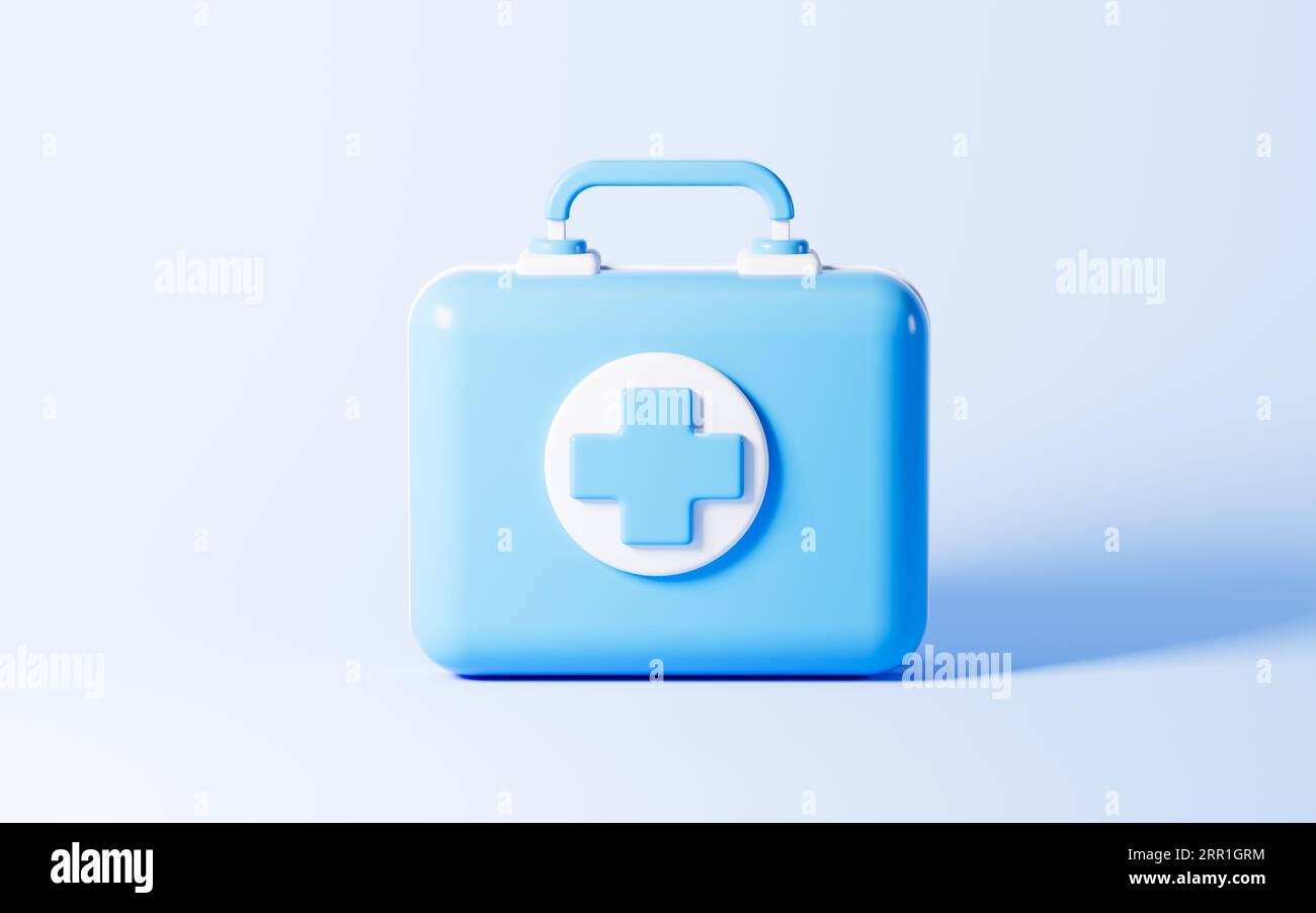 Cartoon medicine box, first-aid kit, 3d rendering. Digital drawing ...