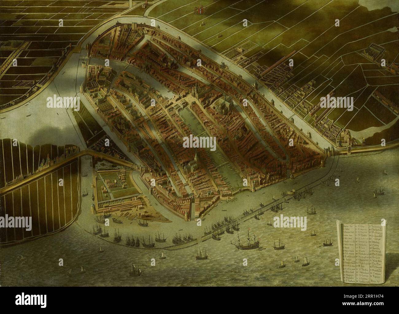 Bird's Eye View of Amsterdam 1652; 1660 by Jan Micker Stock Photo - Alamy