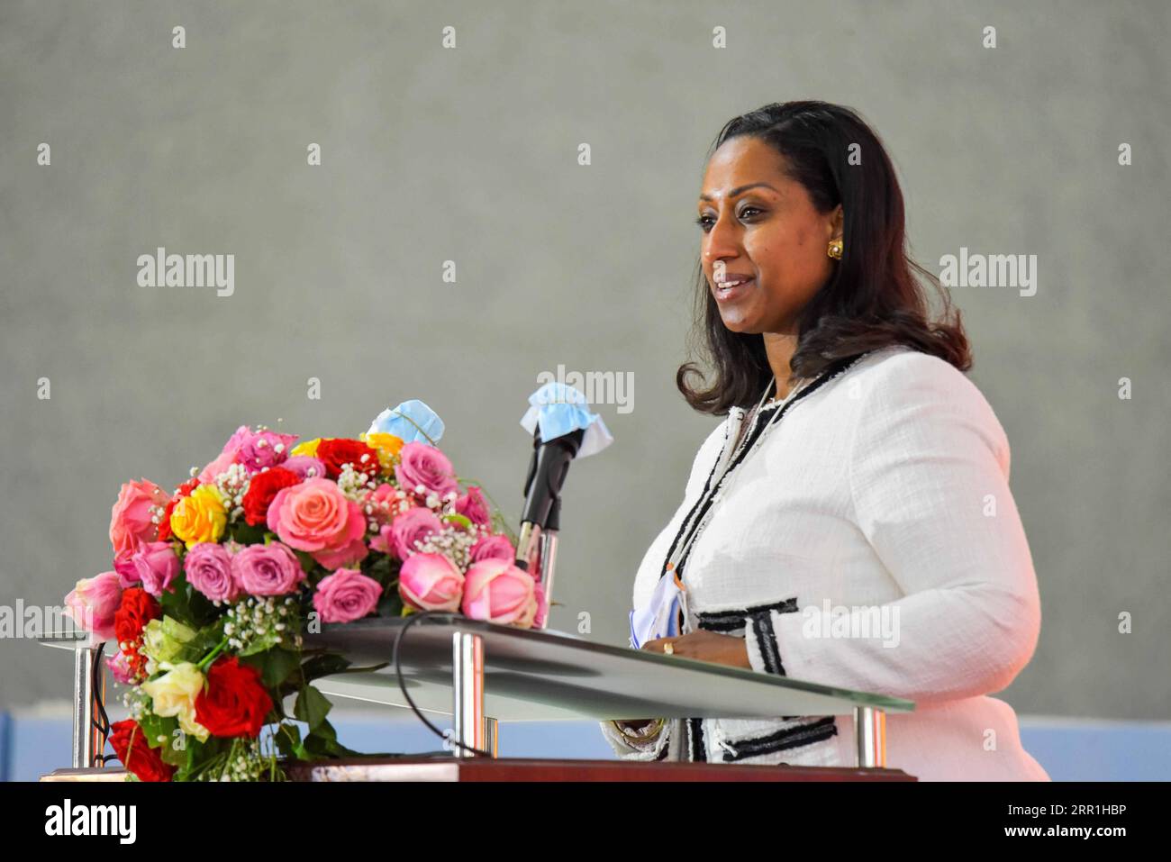 200918 -- ADDIS ABABA, Sept. 18, 2020 -- Ethiopia s Transport Minister Dagmawit Moges addresses ...