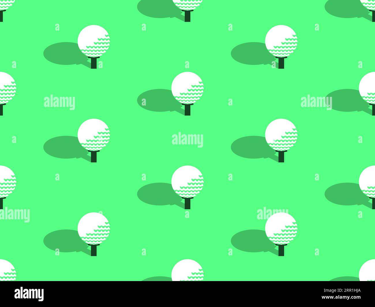 Seamless pattern with golf balls on a stand with a shadow on a green ...