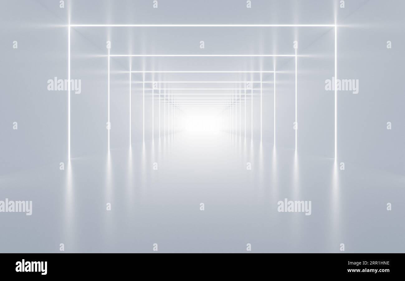 Abstract white tunnel, 3d rendering. Digital drawing Stock Photo - Alamy