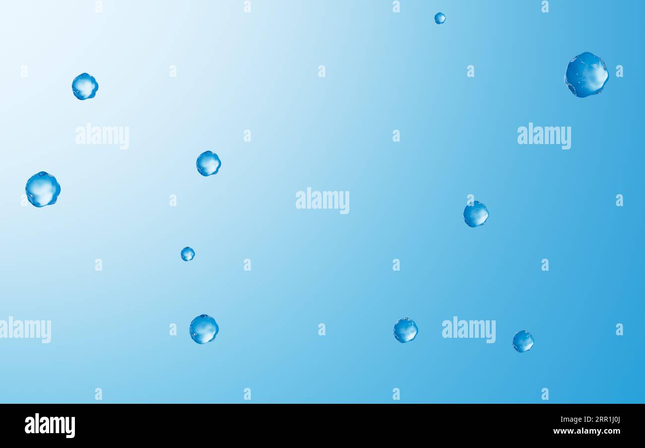 Floating cells in the blue background, 3d rendering. Digital drawing ...