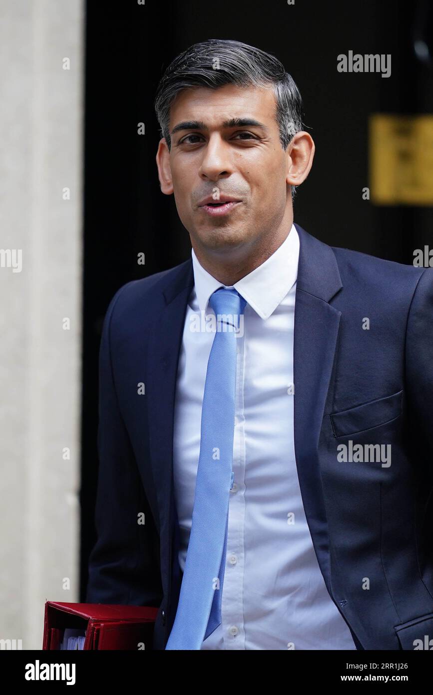 Prime Minister Rishi Sunak departs 10 Downing Street, London, to attend Prime Minister's ...