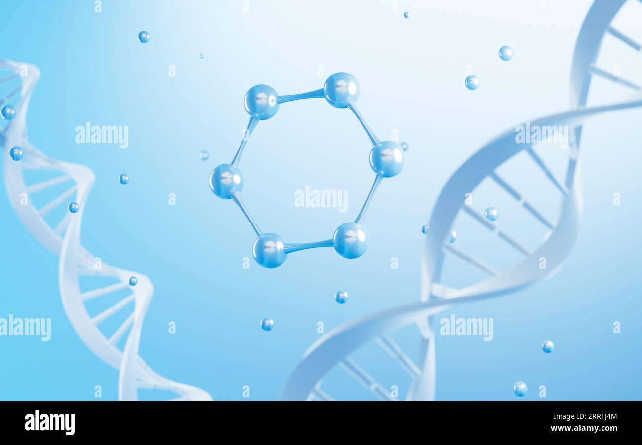 DNA and molecular structure, 3d rendering. Digital drawing Stock Photo - Alamy