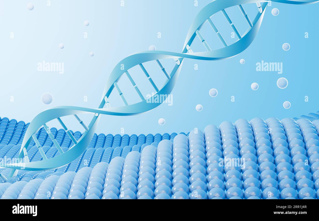 DNA and molecular structure, 3d rendering. Digital drawing Stock Photo - Alamy