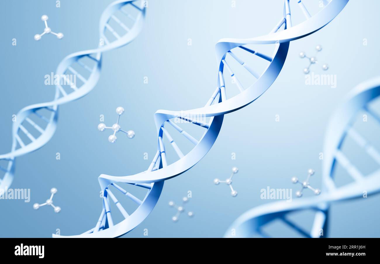 DNA and molecular structure, 3d rendering. Digital drawing Stock Photo - Alamy