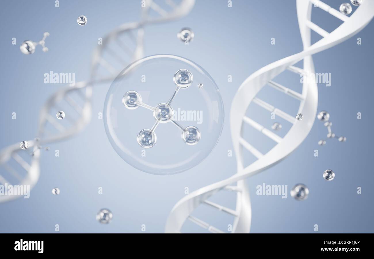 DNA and molecular structure, 3d rendering. Digital drawing Stock Photo - Alamy
