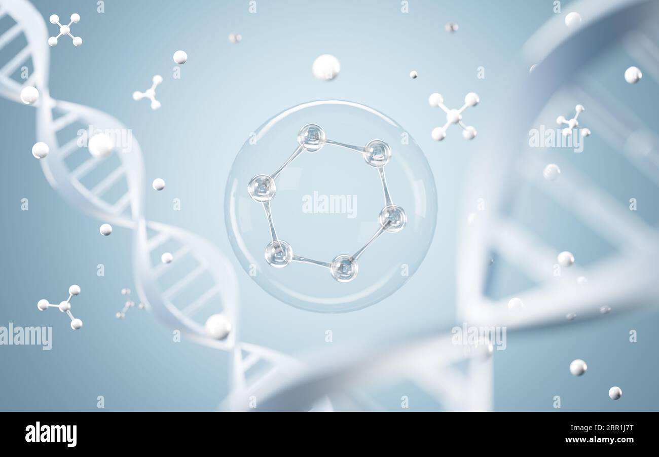 DNA and molecular structure, 3d rendering. Digital drawing Stock Photo - Alamy