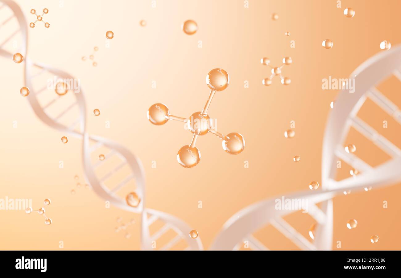 DNA and molecular structure, 3d rendering. Digital drawing Stock Photo - Alamy