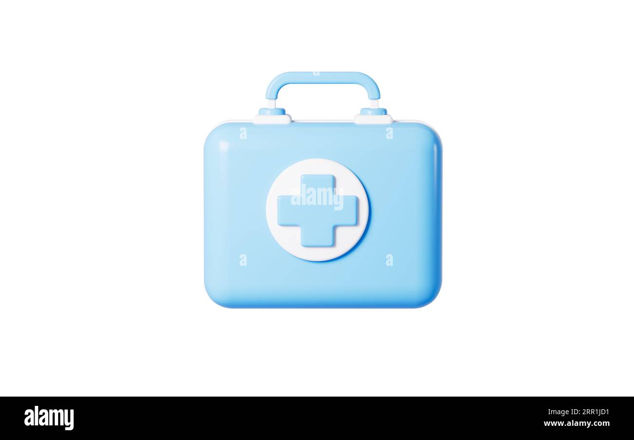 Cartoon medicine box, first-aid kit, 3d rendering. Digital drawing ...