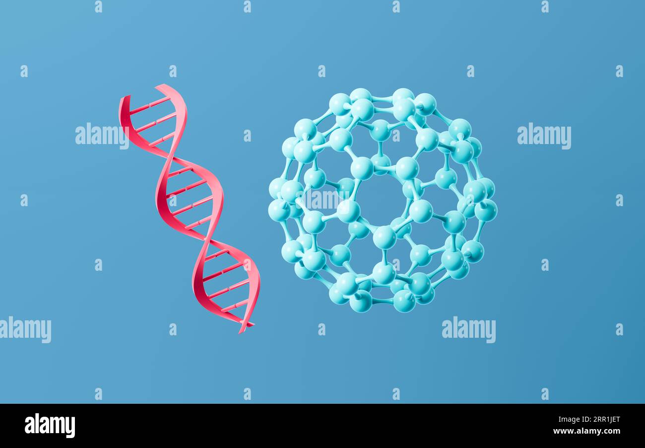 Cartoon DNA and molecular structure in the green background, 3d ...