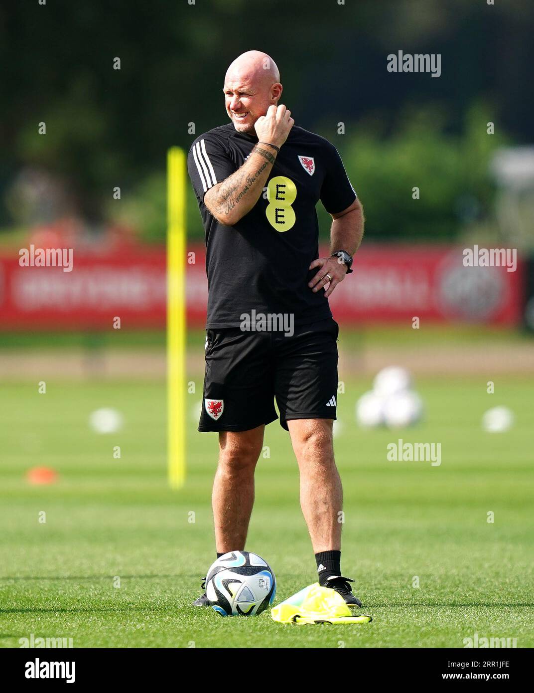Wales manager Rob Page during a training session at the Vale Resort ...