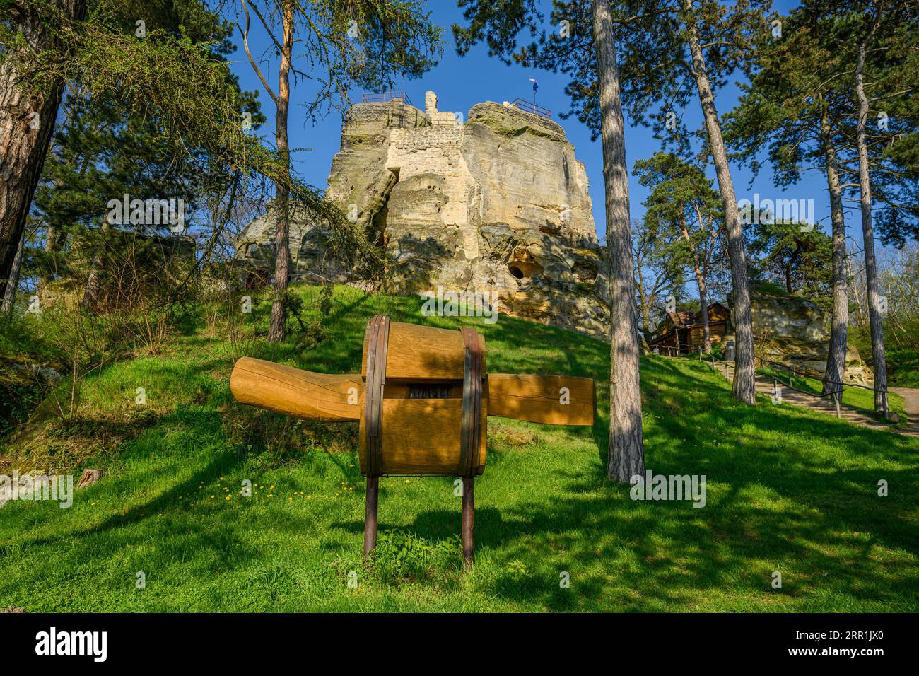 Stone gothic ruins of old rock medieval castle Valecov, Bohemian ...