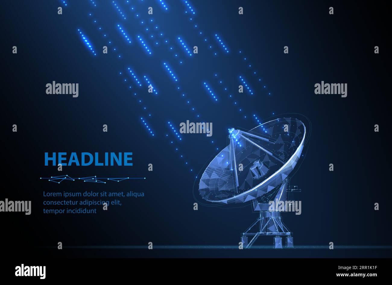 Abstract 3d satellite antenna. Radio telecommunication, astronomical ...