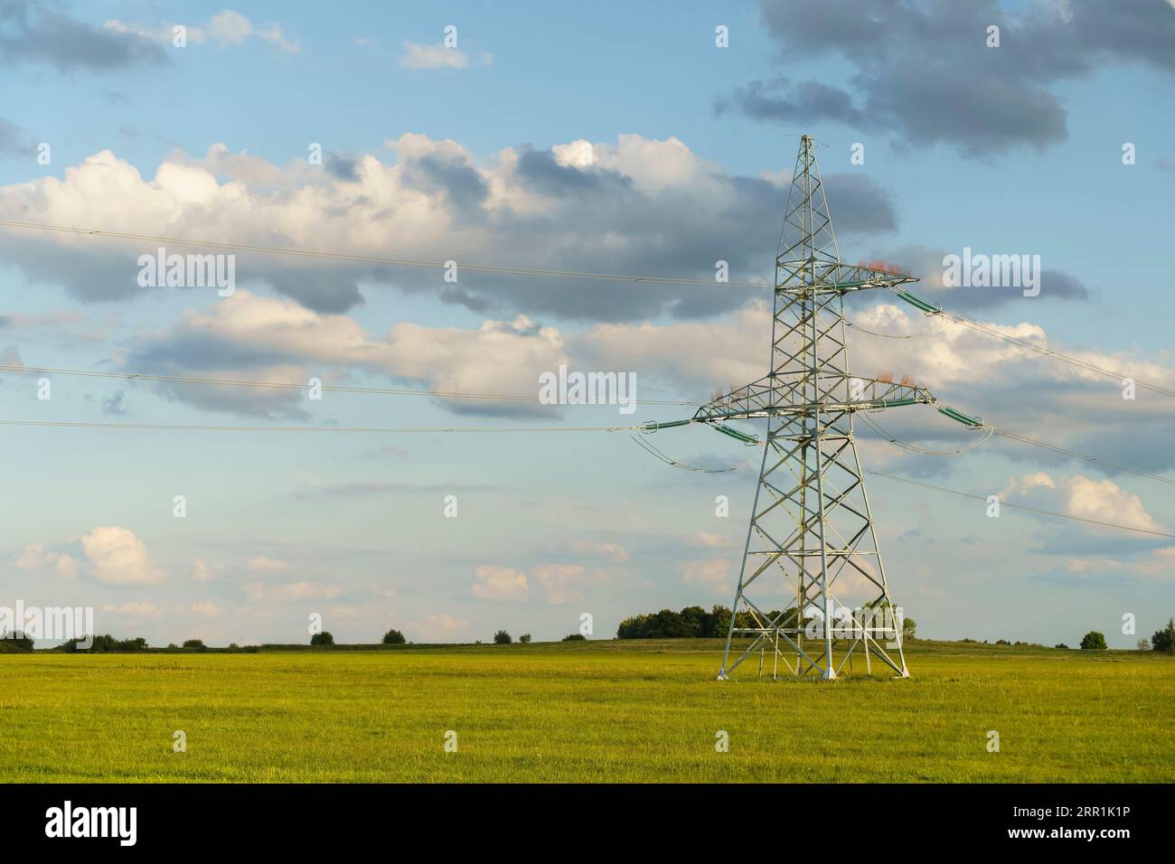Power electric energy tower landscape. Hight voltage power line ...