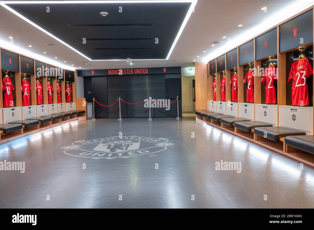 Manchester United’s dressingroom at the Old Trafford stadium in ...