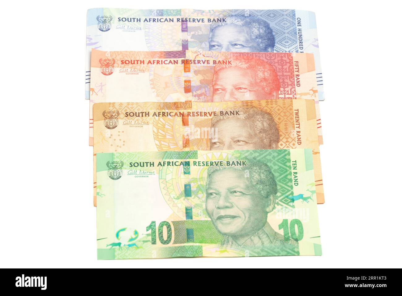 Nelson Holilala Mandela faces on South African money rand banknotes ...