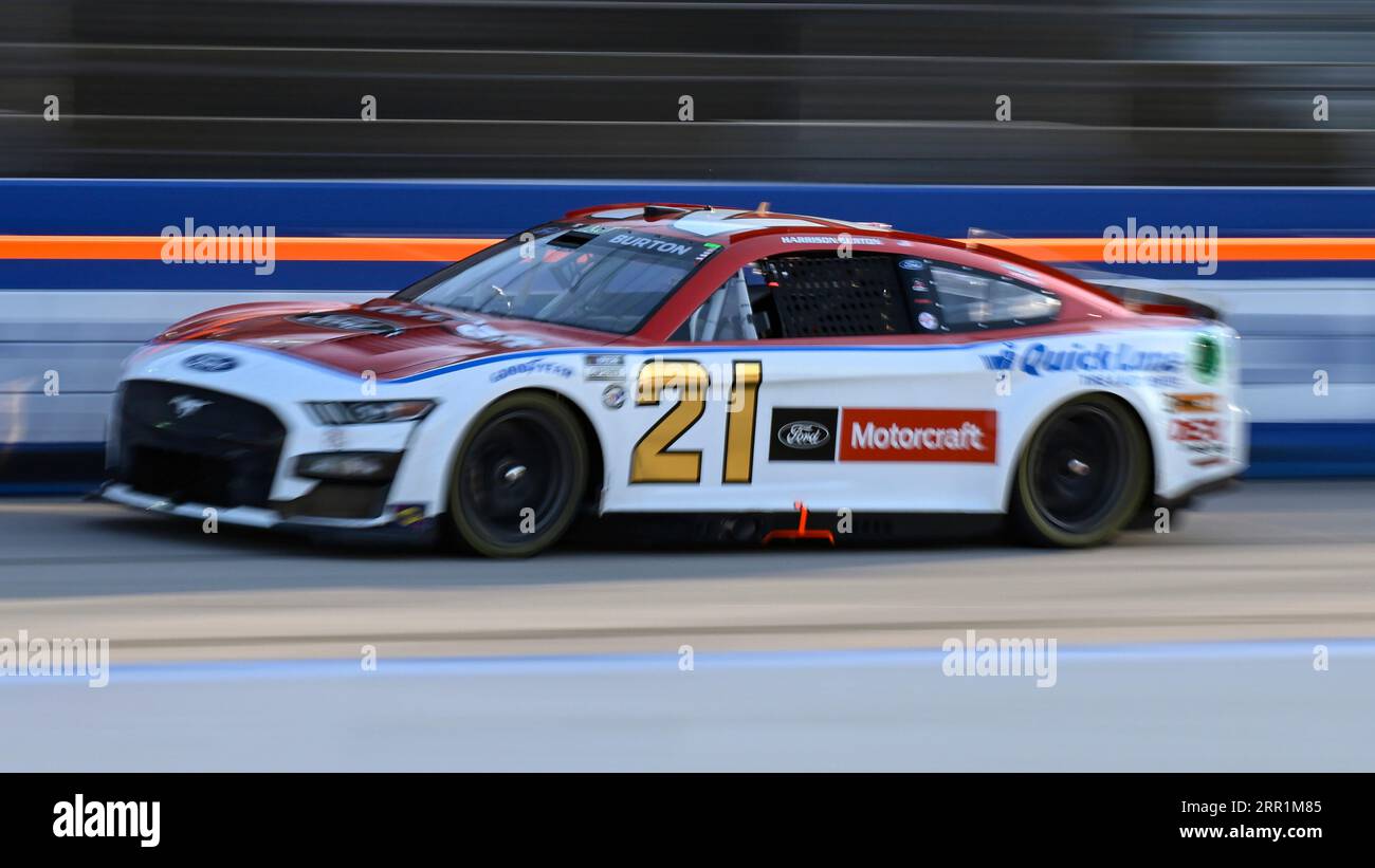 Harrison Burton (21) competes through Turn 3 during a NASCAR Cup Series ...