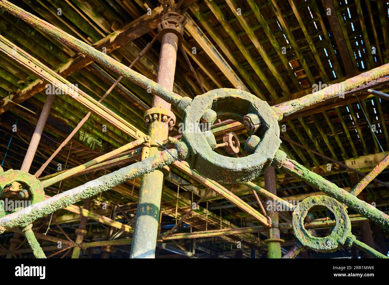 Cross member on Victorian pier legs giving the structure support Stock ...