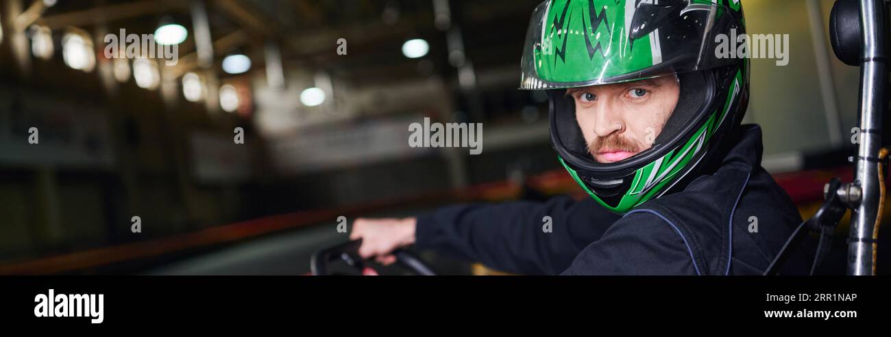 Indoor go kart helmet hi-res stock photography and images - Alamy