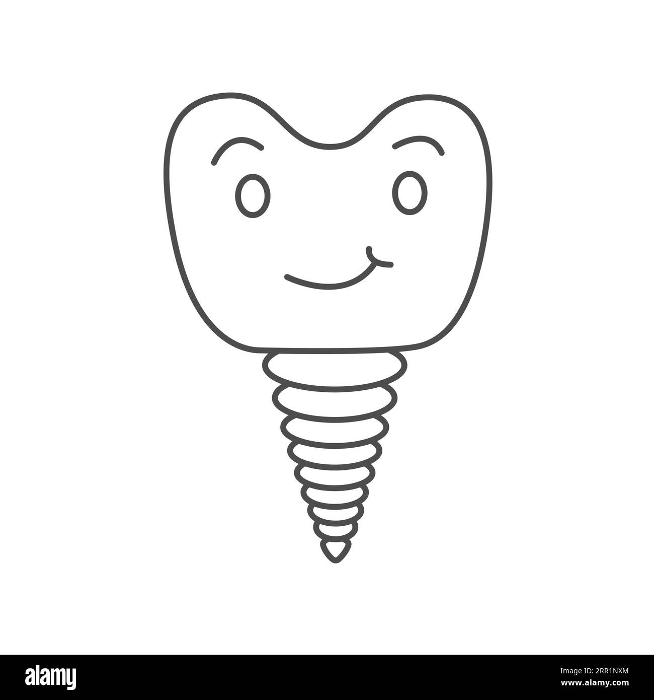 Doodle cute tooth implant character. Oral hygiene concept. Dental ...