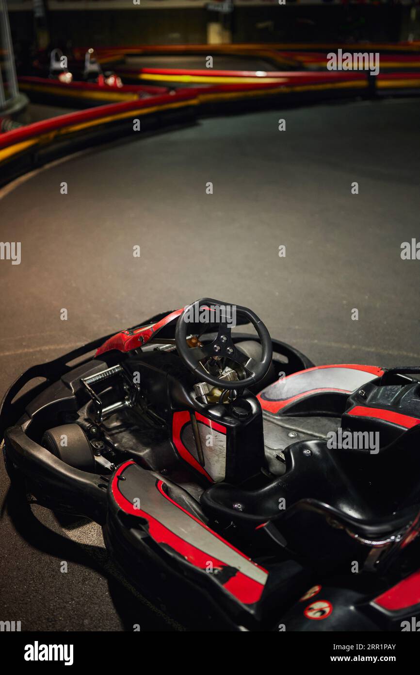go cart kart for racing, red racing car inside of indoor kart circuit ...