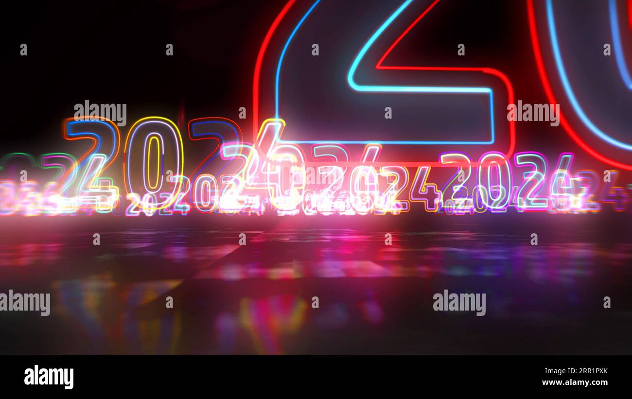 2024 year new digital design concept. Futuristic abstract 3d ...