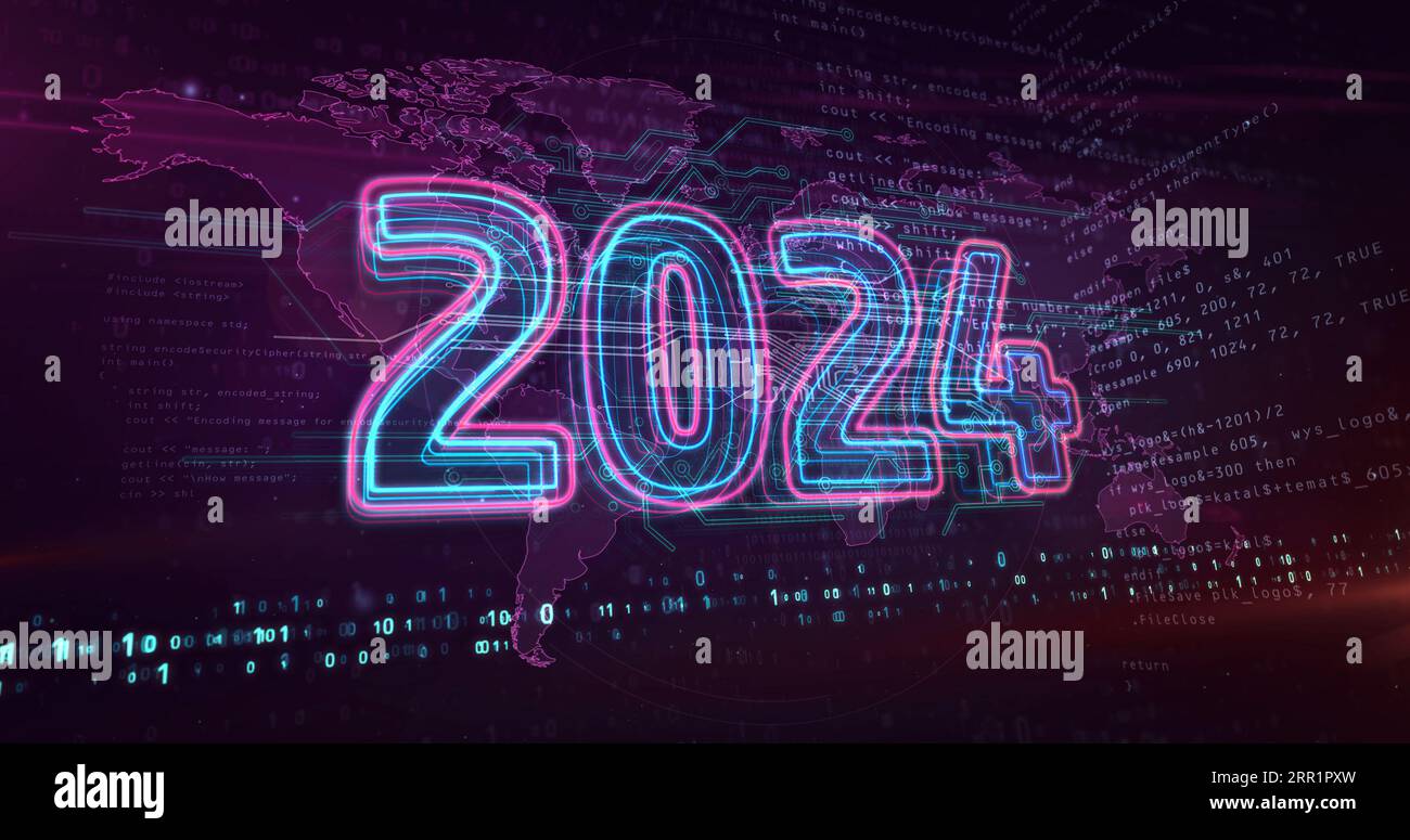 2024 year new digital design concept. Futuristic abstract 3d ...