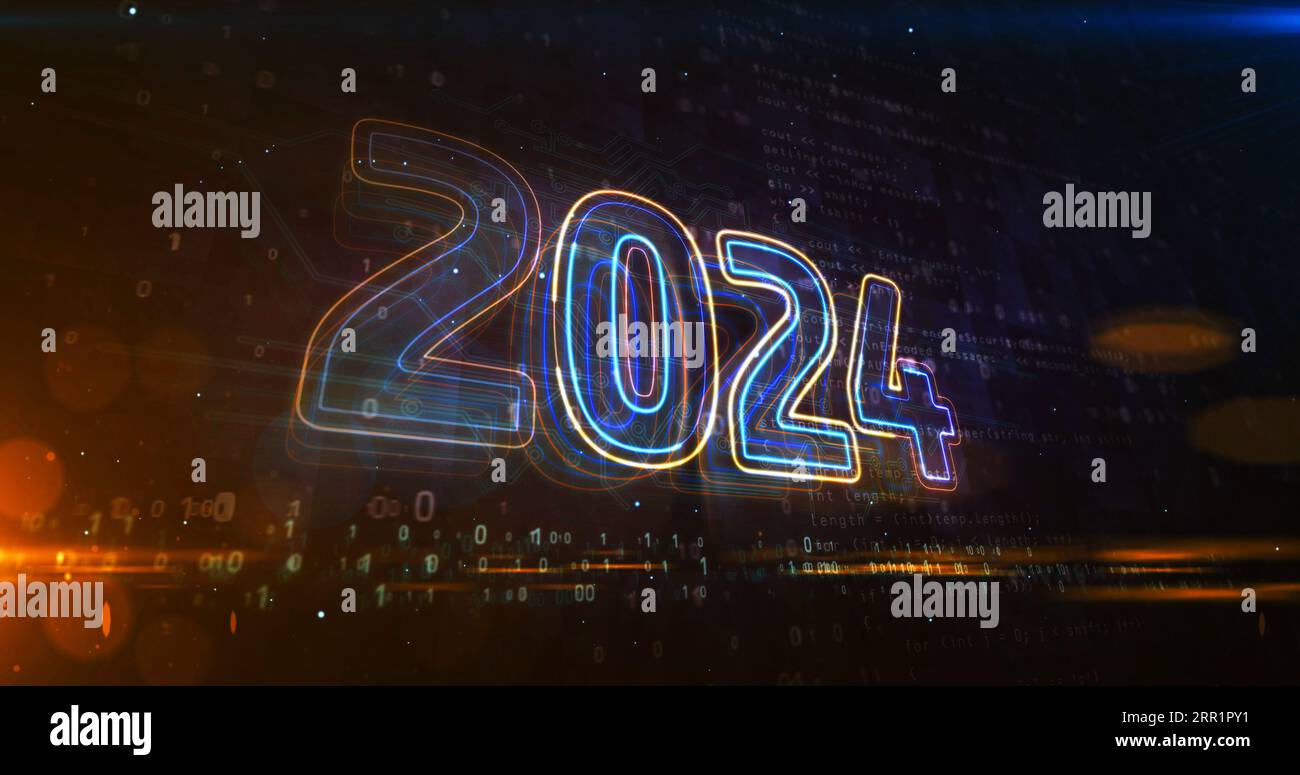 2024 year new digital design concept. Futuristic abstract 3d ...