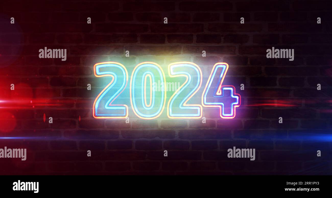 2024 year new digital design concept. Futuristic abstract 3d ...
