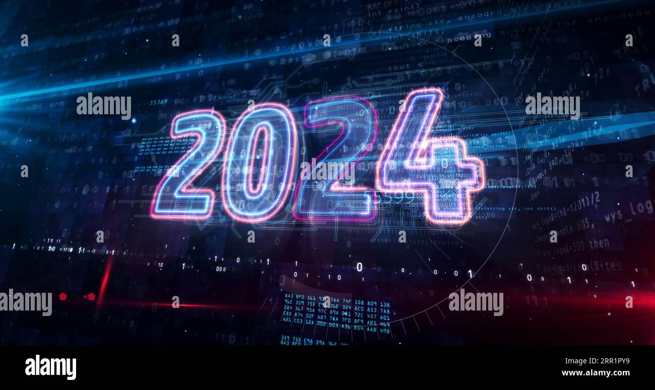 2024 year new digital design concept. Futuristic abstract 3d ...