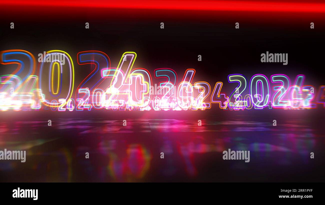 2024 year new digital design concept. Futuristic abstract 3d ...