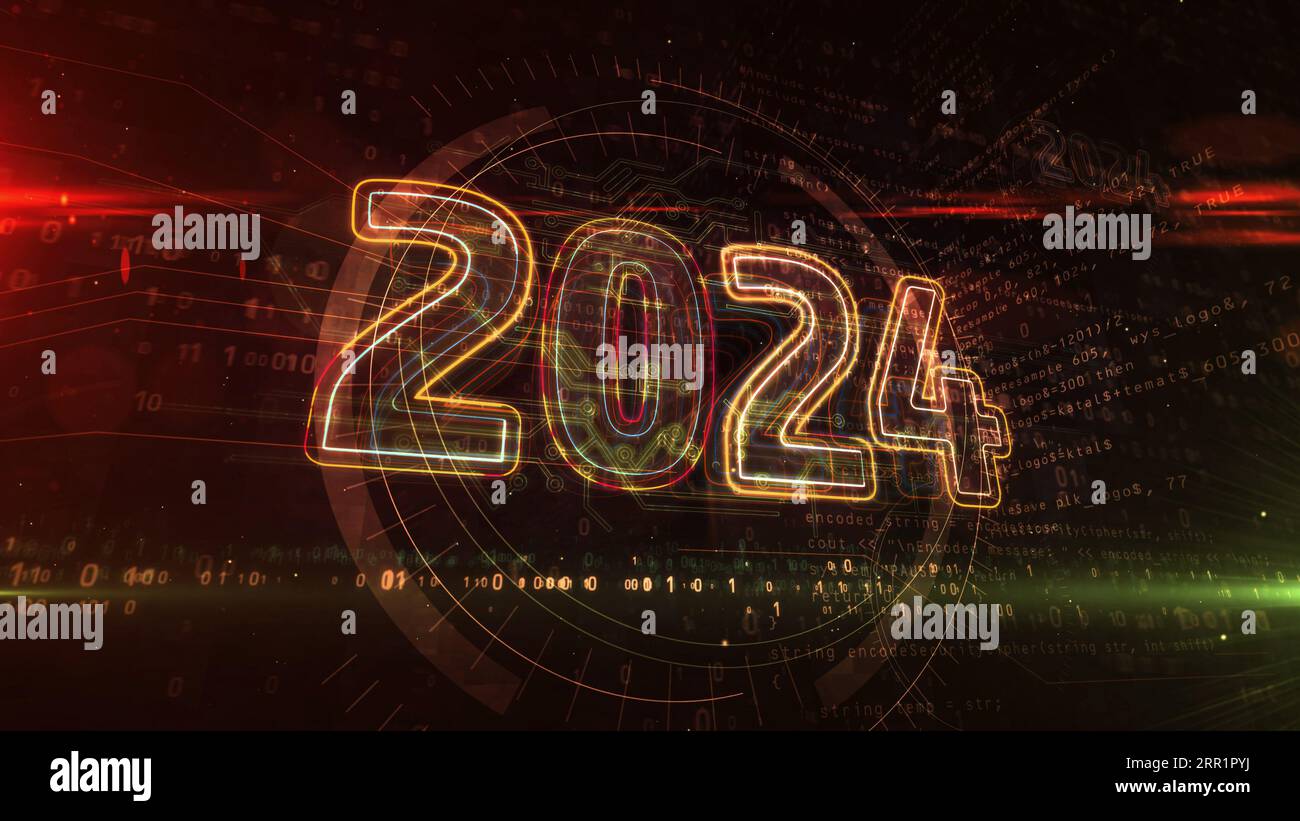 2024 year new digital design concept. Futuristic abstract 3d ...